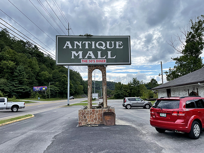 The roadside beacon that's saved countless marriages when one spouse says, "Let's just stop for five minutes" and emerges two hours later.