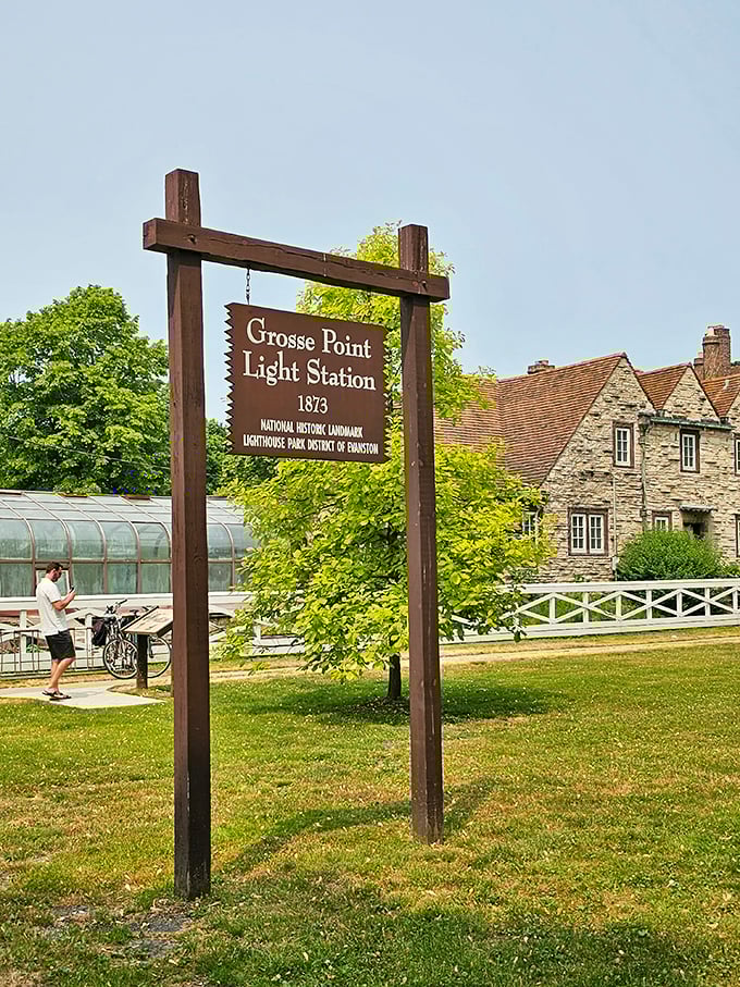 The official entrance sign announces you've arrived at a genuine National Historic Landmark&mdash;not just any lighthouse, but Great Lakes royalty since 1873.