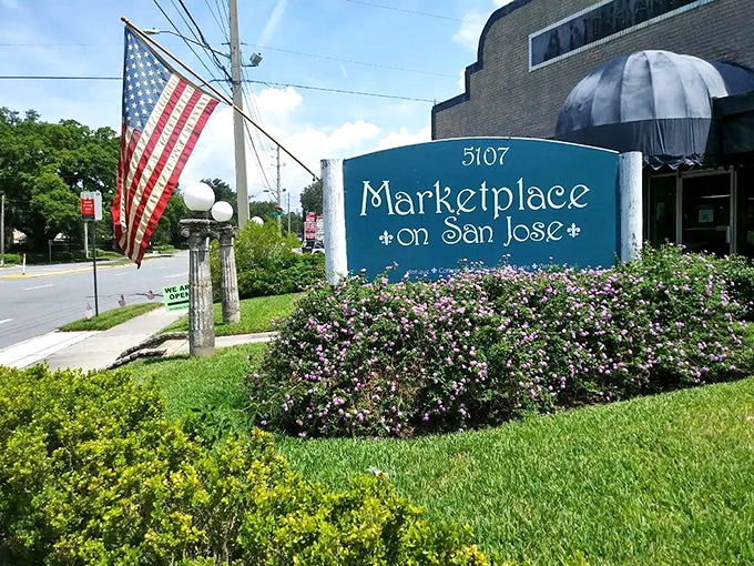 The welcoming sign and American flag announce you've arrived somewhere special&mdash;like finding the X on a treasure map marked "style."