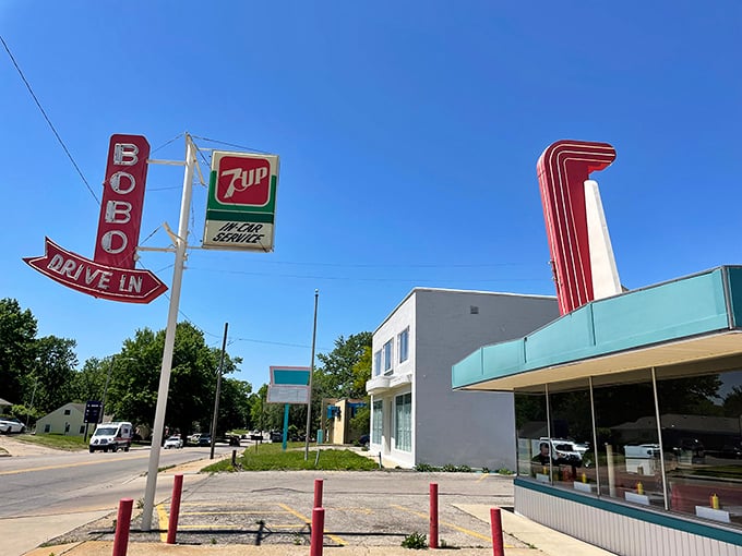 That vintage signage isn't retro by design—it's authentic by survival, standing proud against the march of time.