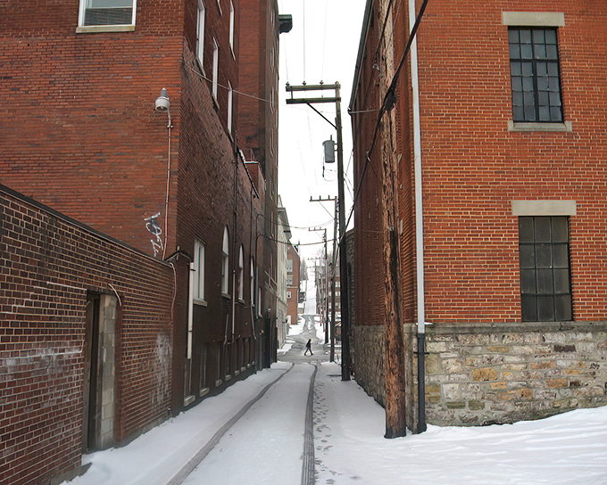Even in winter, Altoona's historic alleyways maintain their charm, with snow-dusted pathways between brick buildings that have witnessed over a century of the city's evolution.