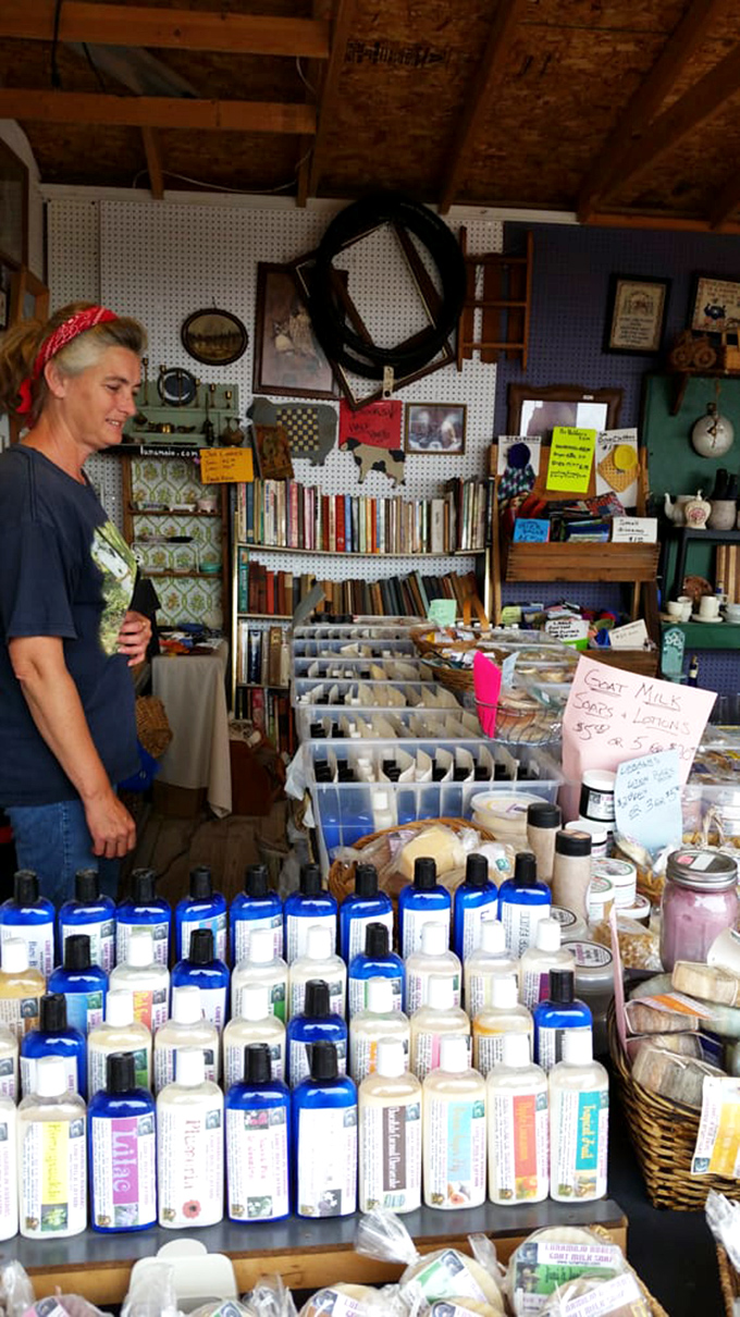 Handcrafted soaps and lotions line this booth like soldiers in a sweetly scented army, ready to battle the effects of Indiana's changing seasons.