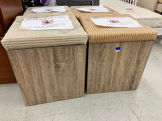 Storage solutions that prove one person's "not quite right for our living room" is another's perfect entryway bench. Practical, affordable, and already assembled&mdash;the thrifter's trifecta.