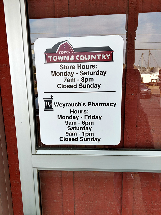 Store hours posted with no-nonsense clarity. In a world of 24/7 convenience, there's something refreshingly honest about a place that actually closes sometimes.