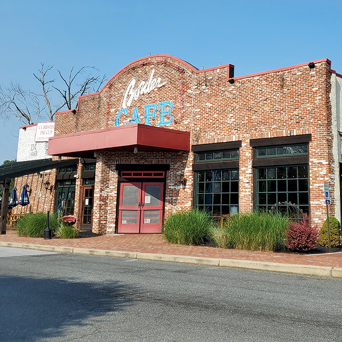 A storefront that says "yes, we're serious about this Tex-Mex business." The curved brick facade has welcomed hungry Delawareans through those red doors for years.