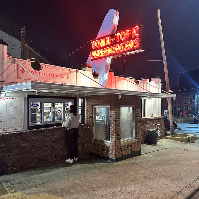 By day, it's merely iconic. By night, that neon sign transforms Town Topic into a Edward Hopper painting where delicious memories are made.