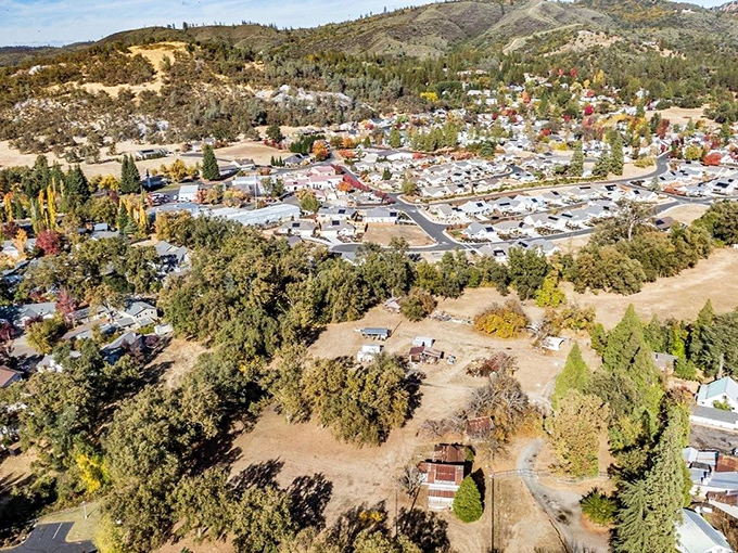 From above, Murphys looks like someone carefully arranged a perfect small town just for your discovery.