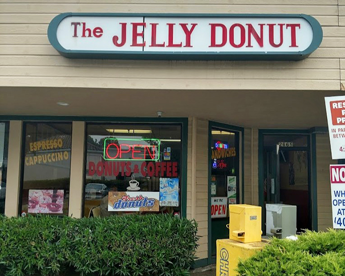 The Jelly Donut keeps it real in a strip mall setting. No pretense, just perfect pastries.