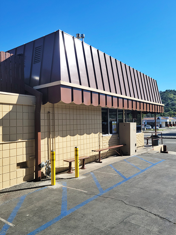 Under night skies, The Donut Man's illuminated counter becomes a beacon for sweet-toothed pilgrims on Route 66.