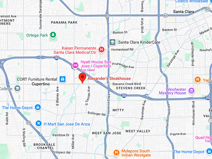 alexander's steakhouse map