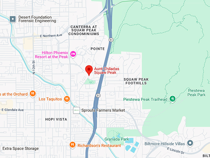 16. aunt chiladas squaw peak map