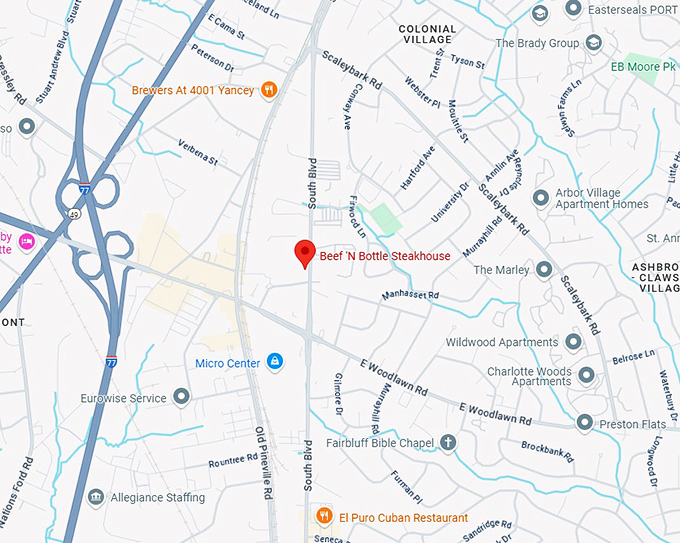 16. beef 'n bottle steakhouse map