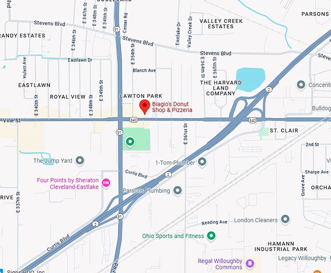 16. biagio's donut shop & pizzeria map