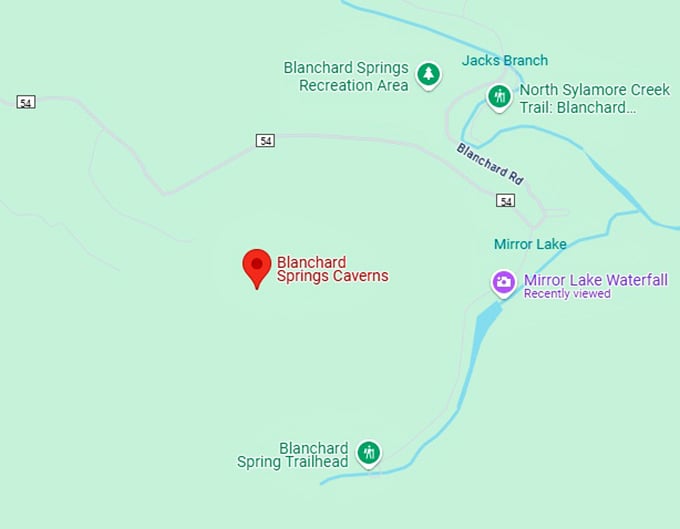16. blanchard springs caverns map