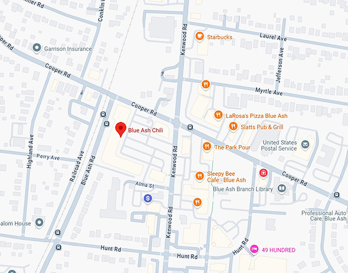 16. blue ash chili map