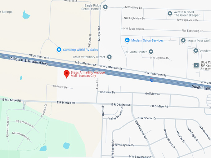16. brass armadillo antique mall kansas city map