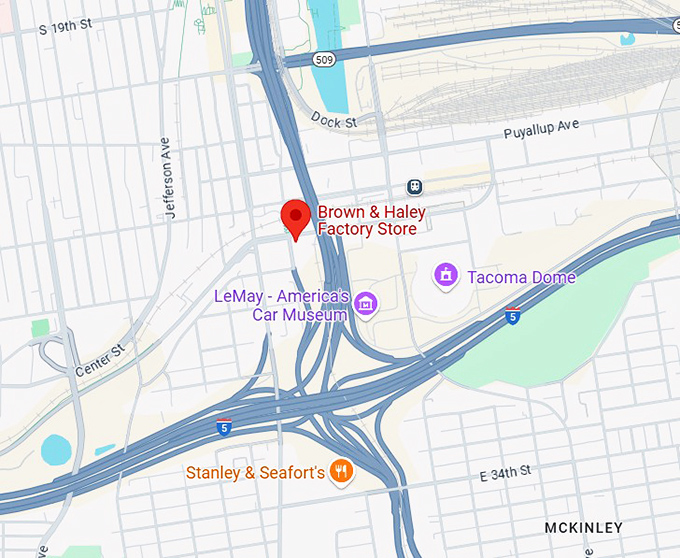16. brown & haley factory store map