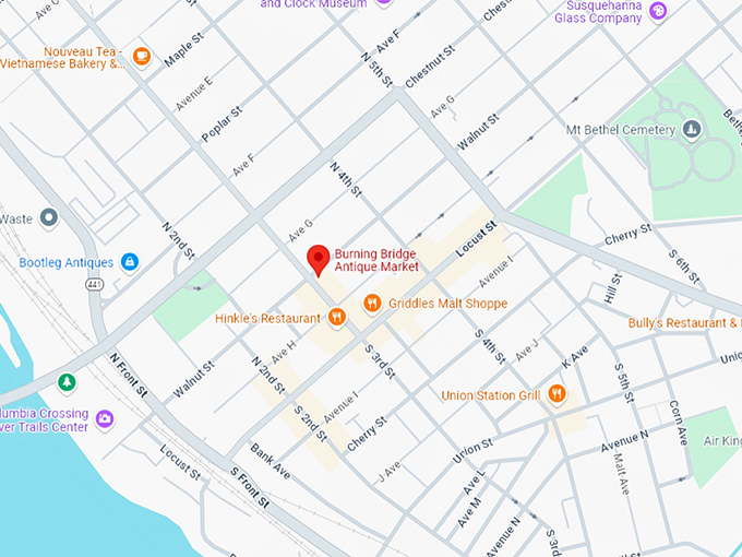 16. burning bridge antique market map