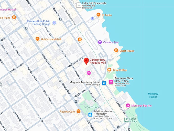 16. cannery row antiques mall map