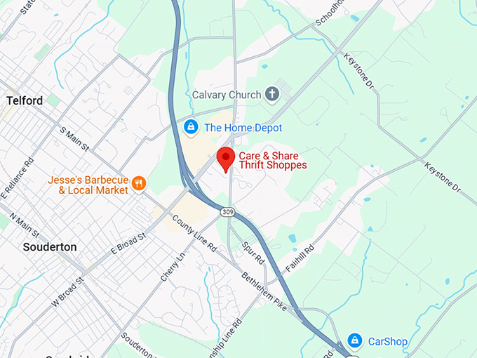 16. care & share thrift shoppes map