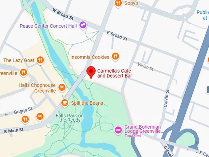 carmella's cafe and dessert bar map