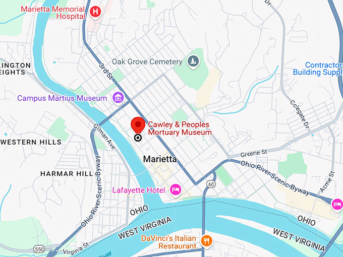 16. cawley & peoples mortuary museum map