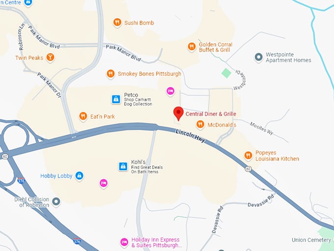 16. central diner & grille map