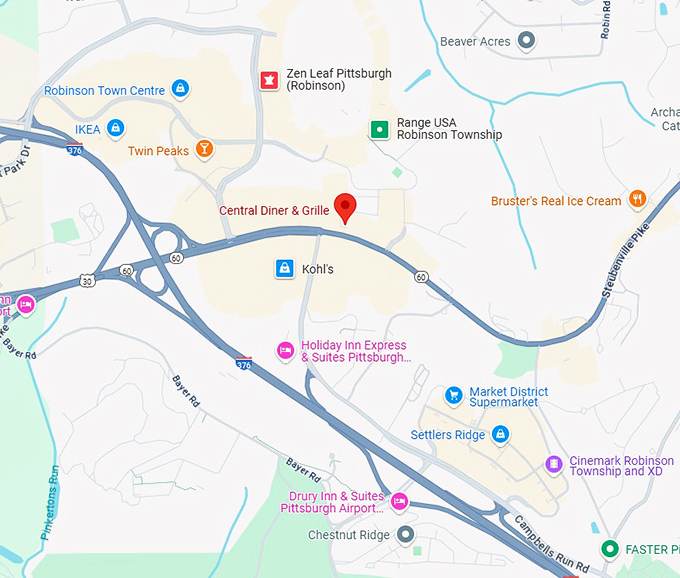 16. central diner & grille map