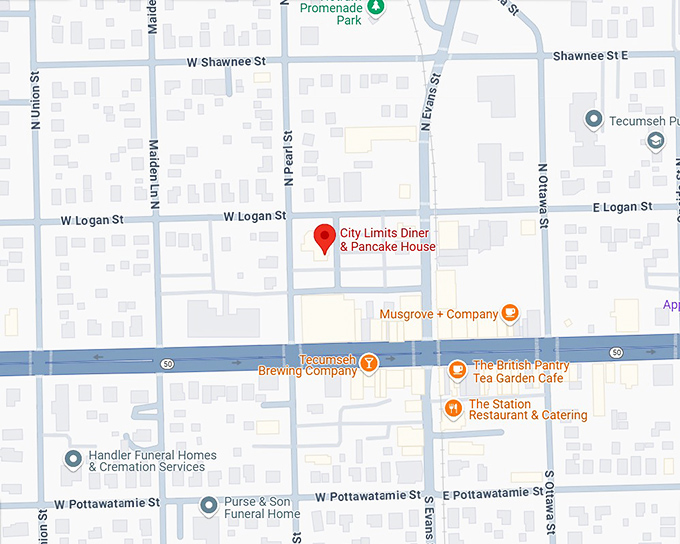 16. city limits diner & pancake house map