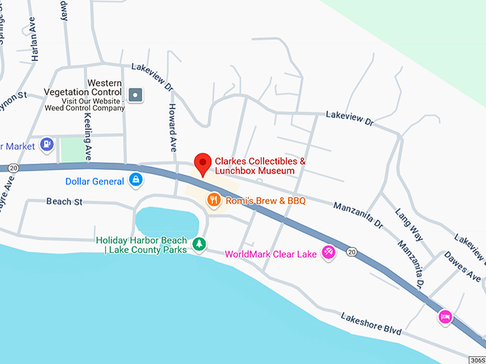 clarkes collectibles & lunchbox museum map