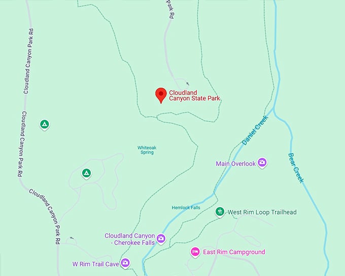 16. cloudland canyon state park map