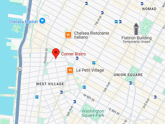 16. corner bistro map