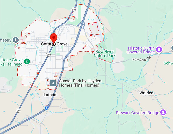 16. cottage grove, or map