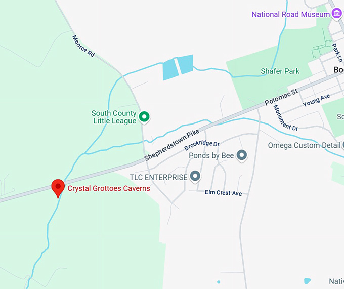 crystal grottoes caverns map