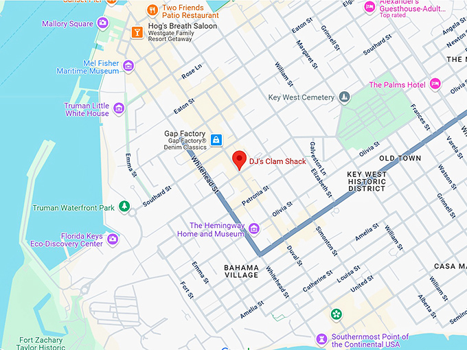 16. dj's clam shack map