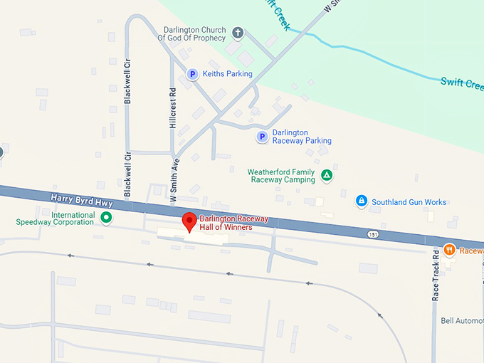 16. darlington raceway hall of winners map