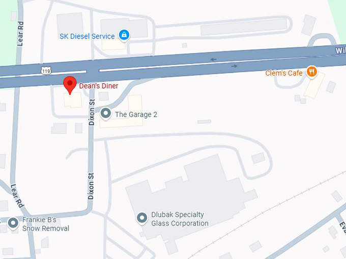 16. dean&rsquo;s diner map