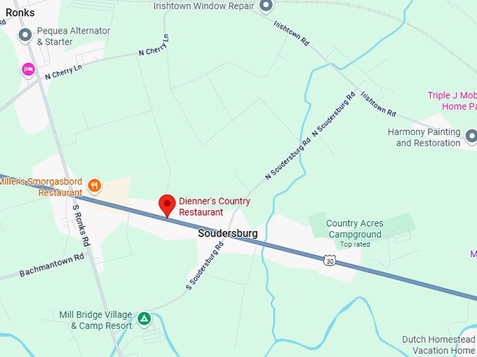 16. dienner's country restaurant map