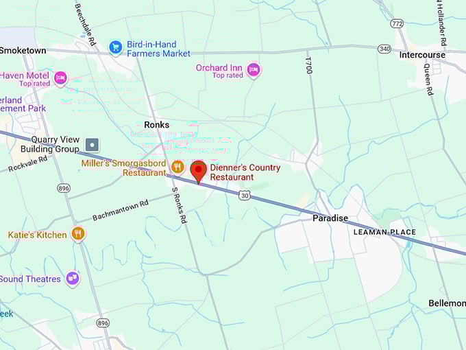 16. dienner's country restaurant map