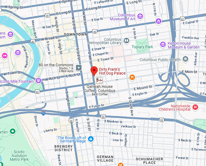 16. dirty frank's hot dog palace map