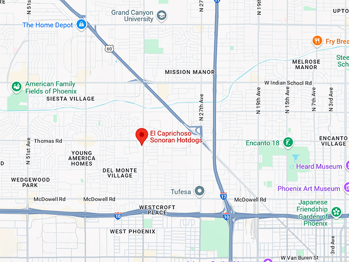 16. el caprichoso sonoran hotdogs map