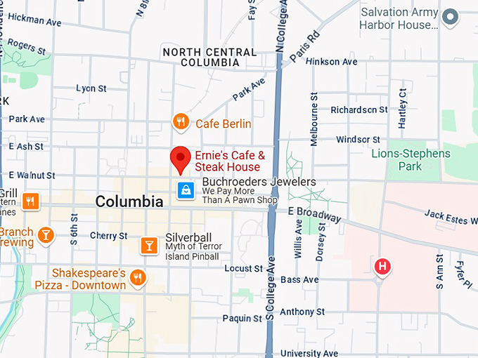 ernie's cafe & steak house map