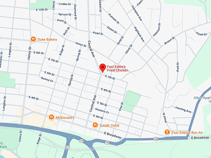 16. fast eddie's fried chicken map