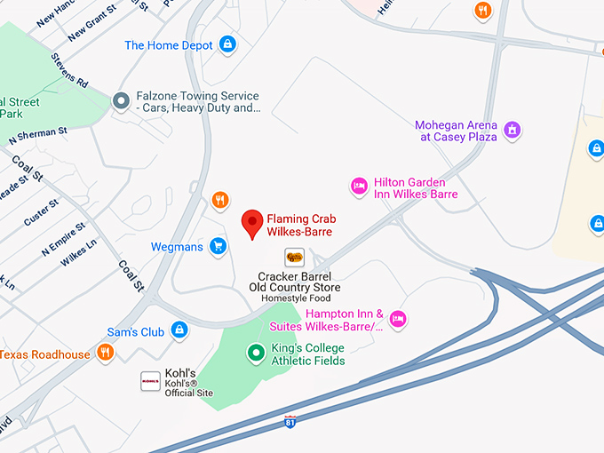 16. flaming crab wilkes barre map