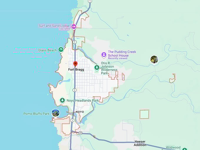 16. fort bragg, ca map
