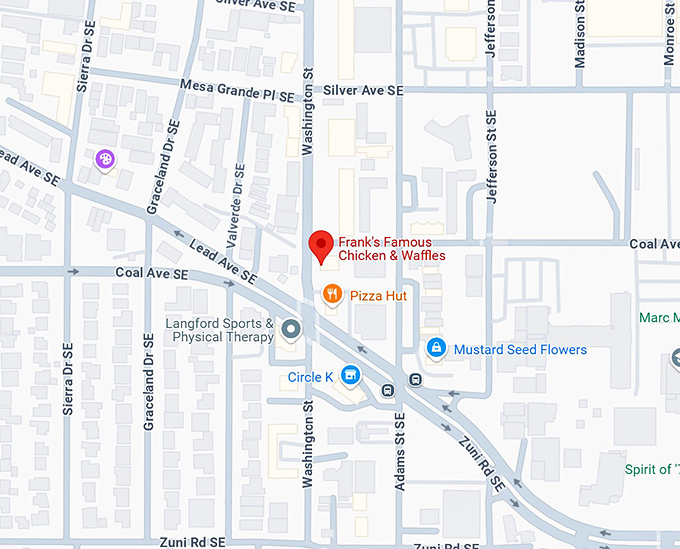 16. frank's famous chicken & waffles map