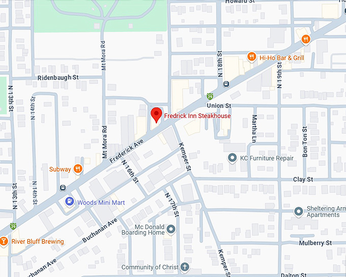 16. fredrick inn steakhouse map