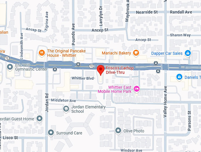 frisco's carhop drive thru map