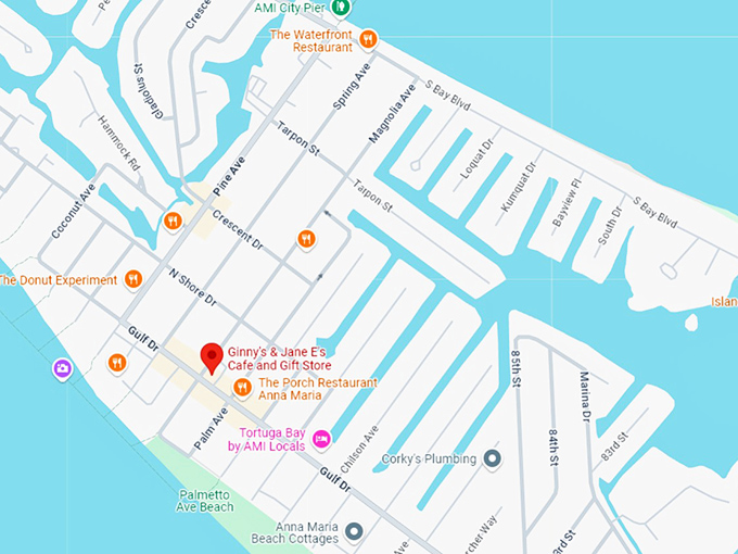 16. ginny's & jane e's cafe and gift store map