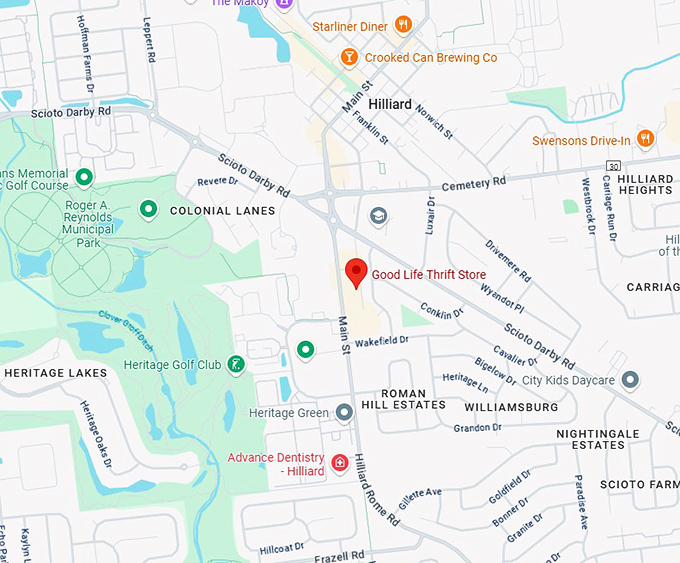 16. good life thrift store map